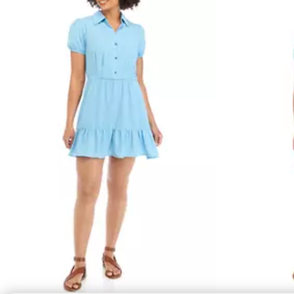 BeBop | Dresses | Bebop Puff Sleeve Collared Dress Lt Blue Xl | Poshmark